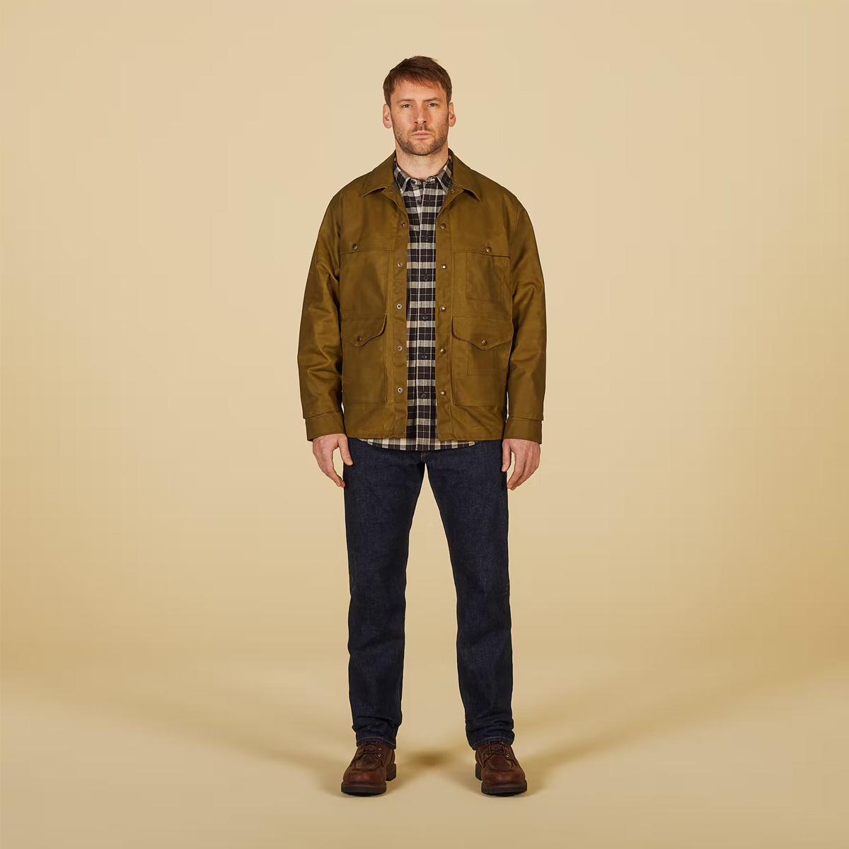 Filson Lined Tin Cloth Cruiser Jacket Cinder, tough work jacket