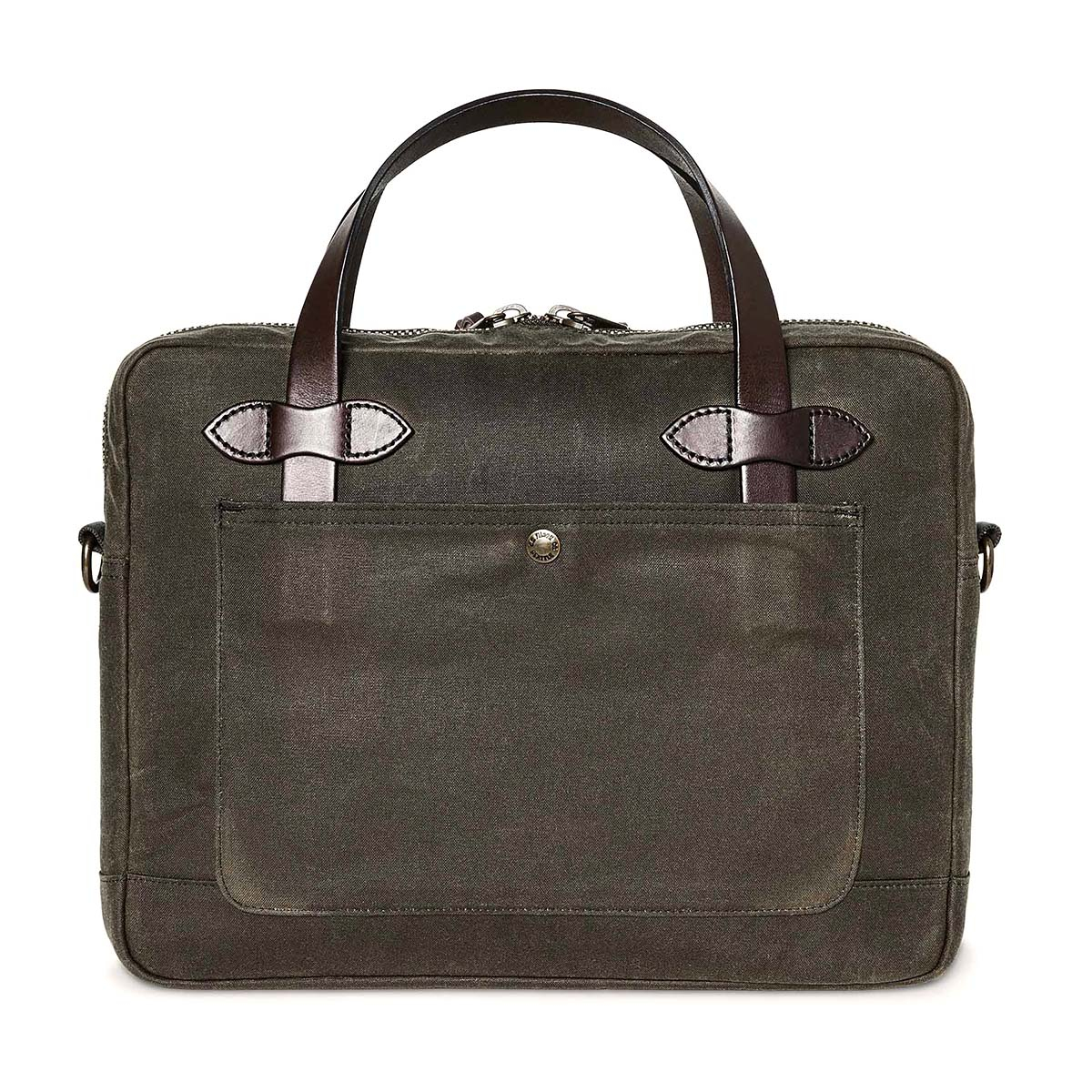 Filson Tin Cloth Compact Briefcase Otter Green, a streamlined briefcase