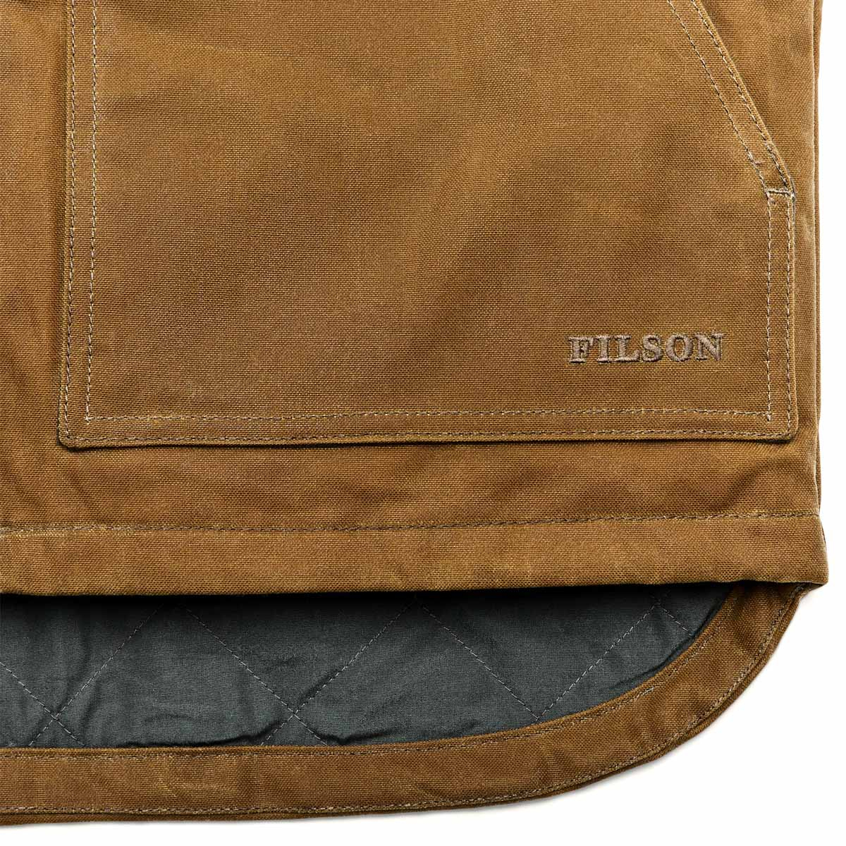 Filson Tin Cloth Insulated Work Vest Dark Tan, tough work vest