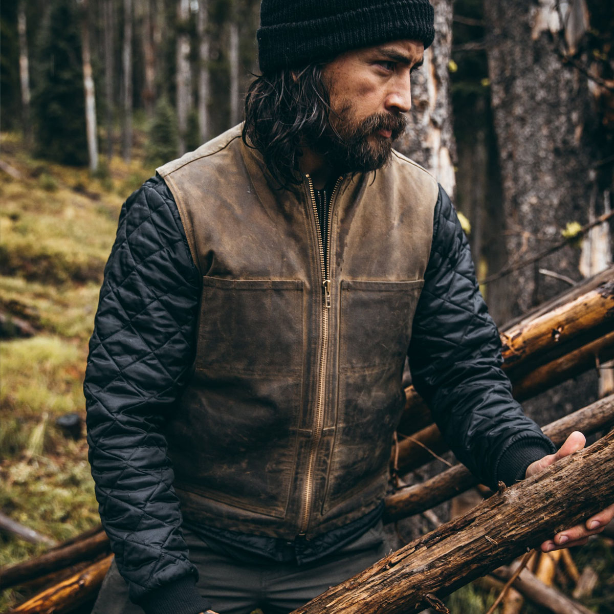 Filson Tin Cloth Insulated Work Vest Dark Tan, tough work vest