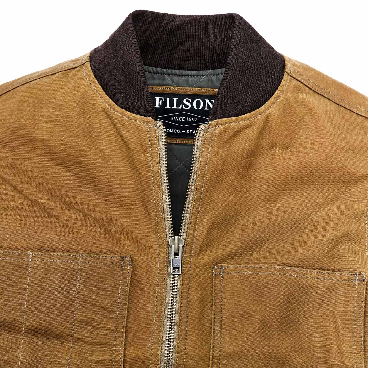 Filson Tin Cloth Insulated Work Vest Dark Tan, tough work vest