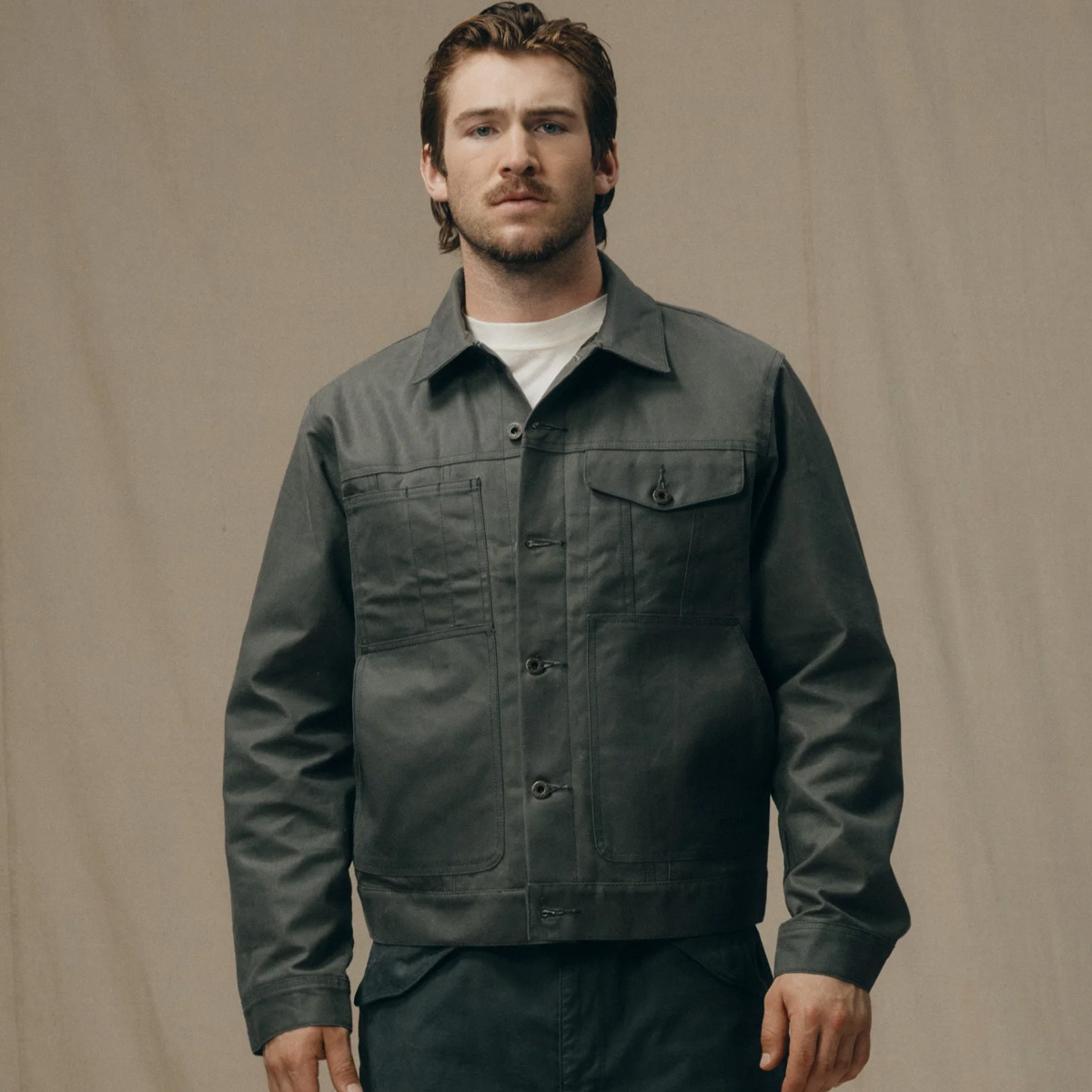 Filson Tin Cloth Short Lined Cruiser Jacket Castor Gray, tough work jacket
