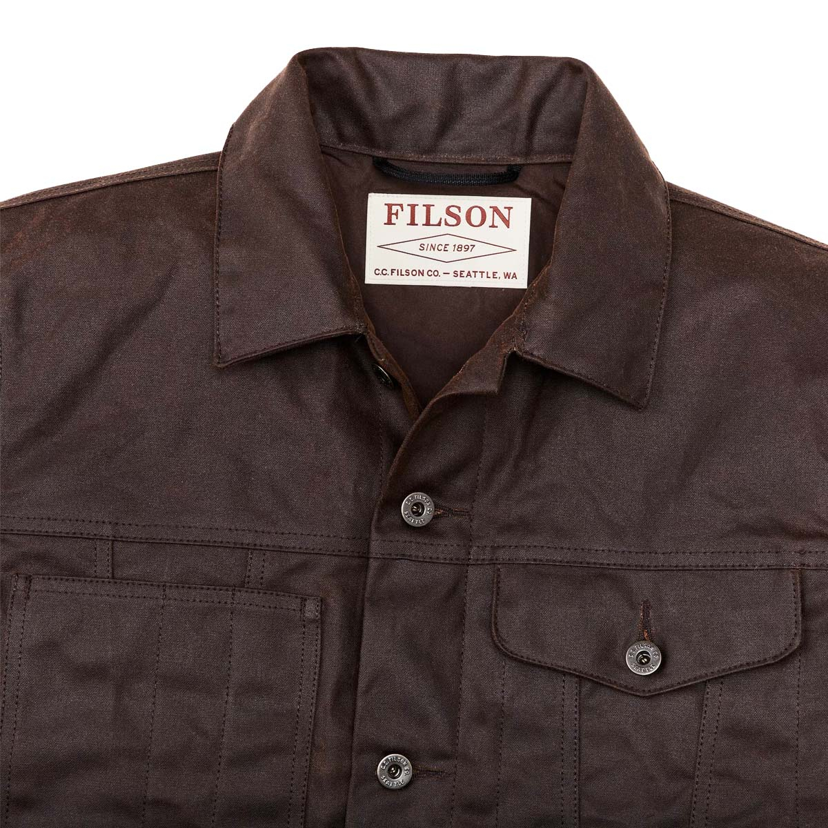 Filson Tin Cloth Short Lined Cruiser Jacket Dark Brown, tough work jacket