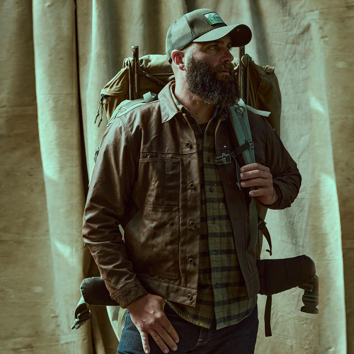 Filson Tin Cloth Short Lined Cruiser Jacket Dark Brown, tough work jacket