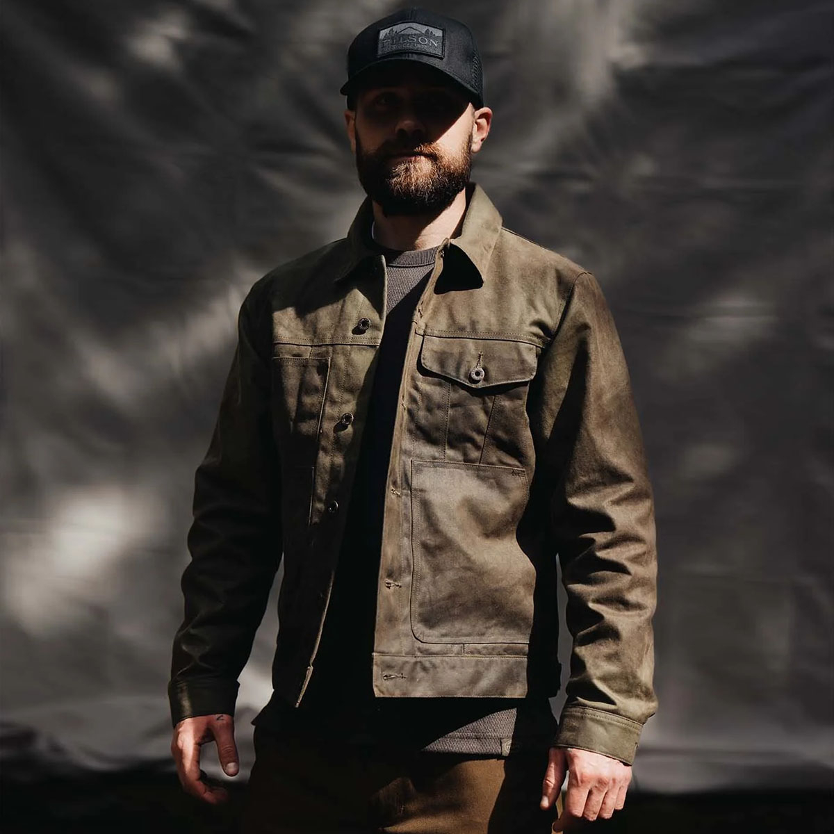 Filson Tin Cloth Short Lined Cruiser Jacket Dark Brown, tough work jacket