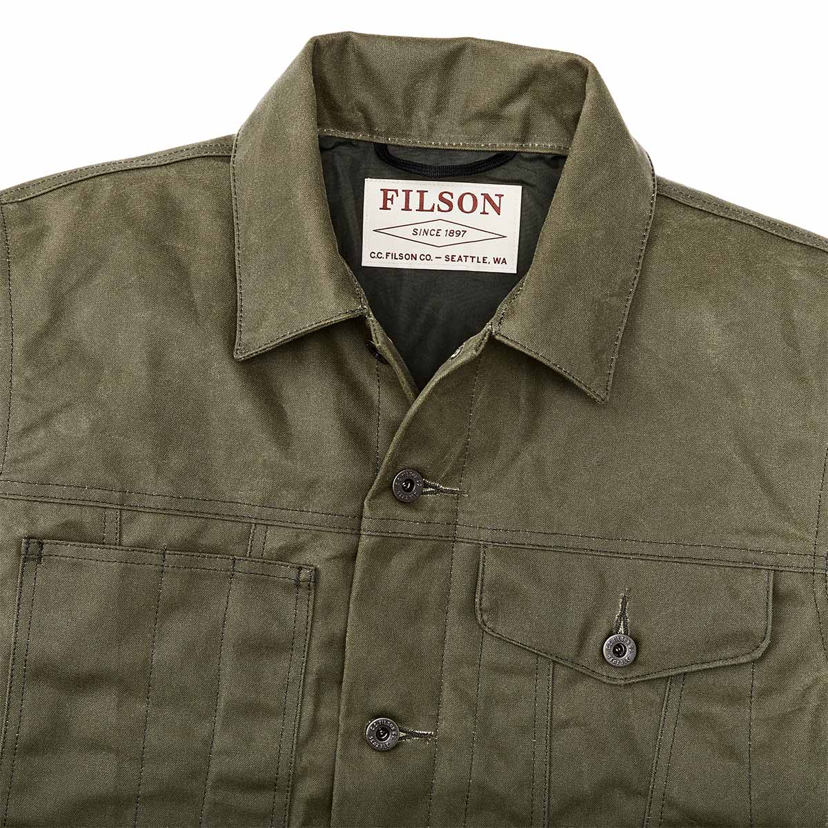Filson Tin Cloth Short Lined Cruiser Jacket Military Green, tough work ...